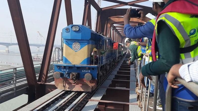 Trial train successfully crosses Jamuna rail bridge - Views Bangladesh